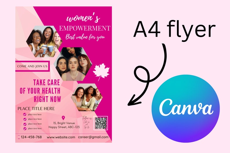 Women Empowerment FLYER Canva A4 Health Flyer Template event - Etsy