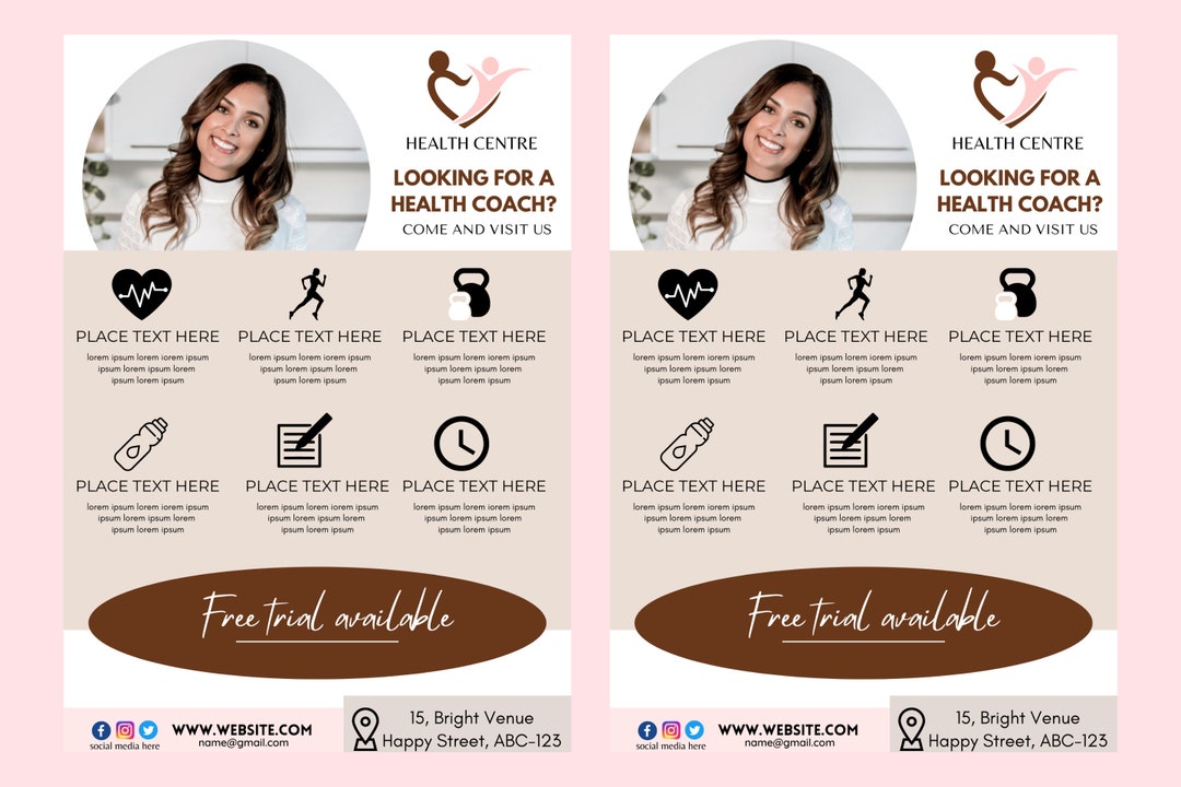 Health Coach FLYER CANVA| A4 Flyer Template |health Poster| Editable ...