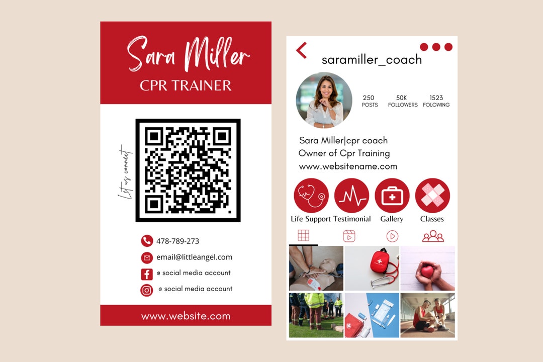 Cpr Health Business Cards | 2 Pack | Personalized | Editable | Gym ...