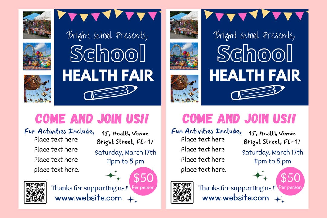 School Fair FLYER CANVA A4 Flyer Template health Poster Editablediy ...