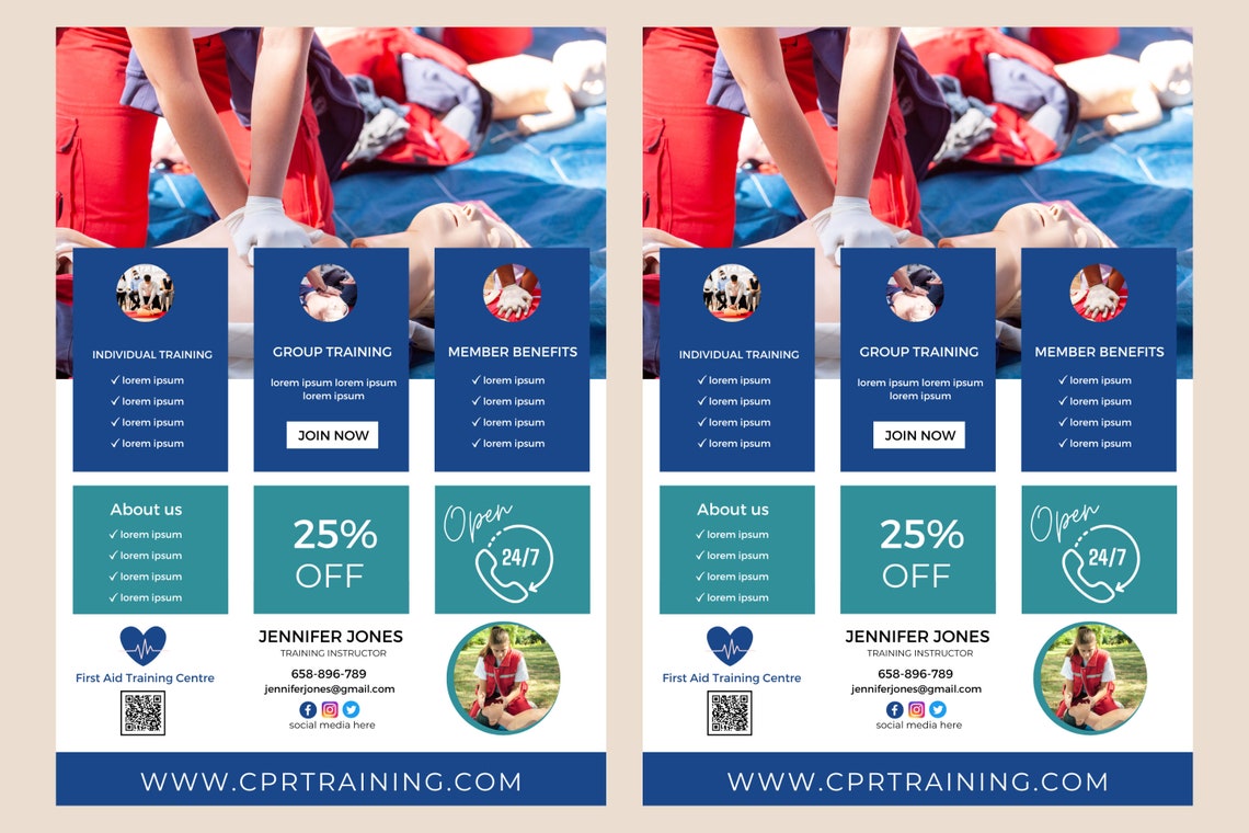 Cpr Training FLYER CANVA| A4 Flyer Template |health Poster|editable ...