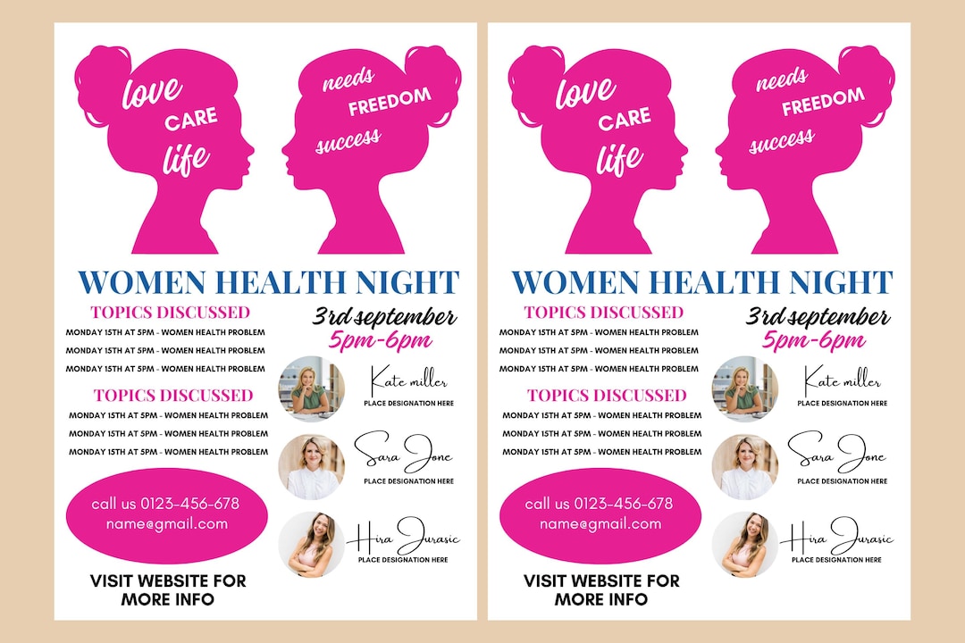 Women Health FLYER CANVA| A4 Flyer Template |health Poster| Editable ...