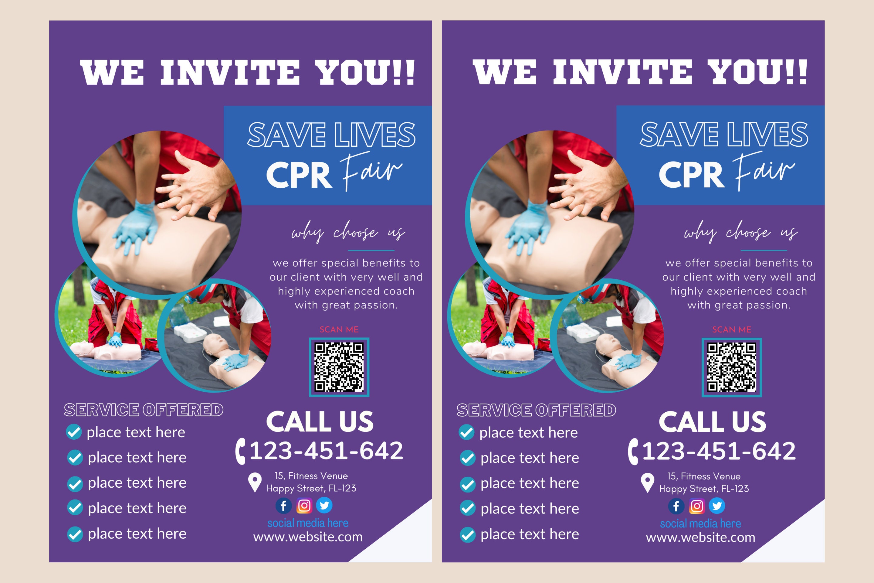 Cpr Health FLYER CANVA A4 Flyer Template health Poster Editable Flyer ...