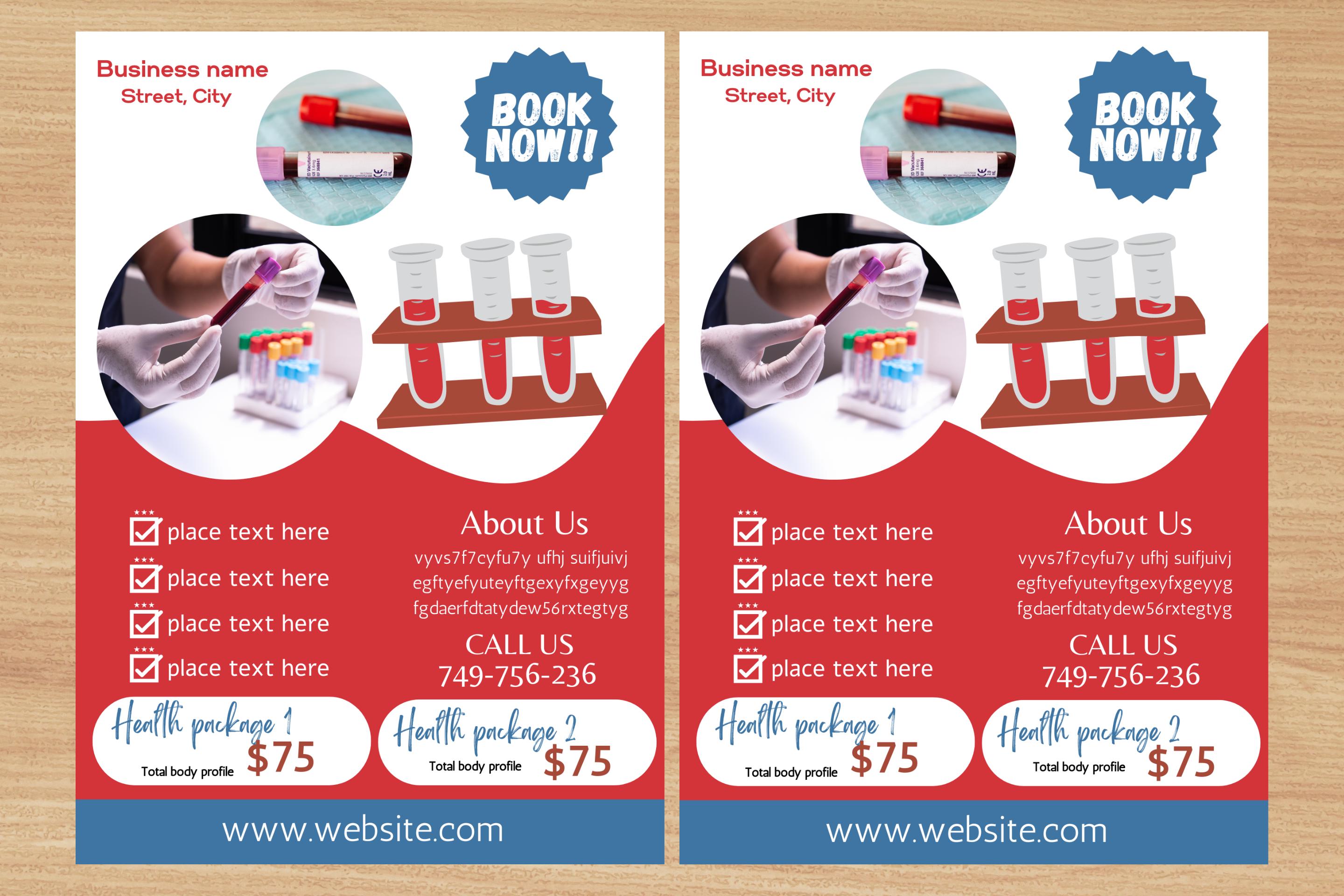 Health Testing FLYER CANVA A4 Flyer Template health Poster Blood Test ...