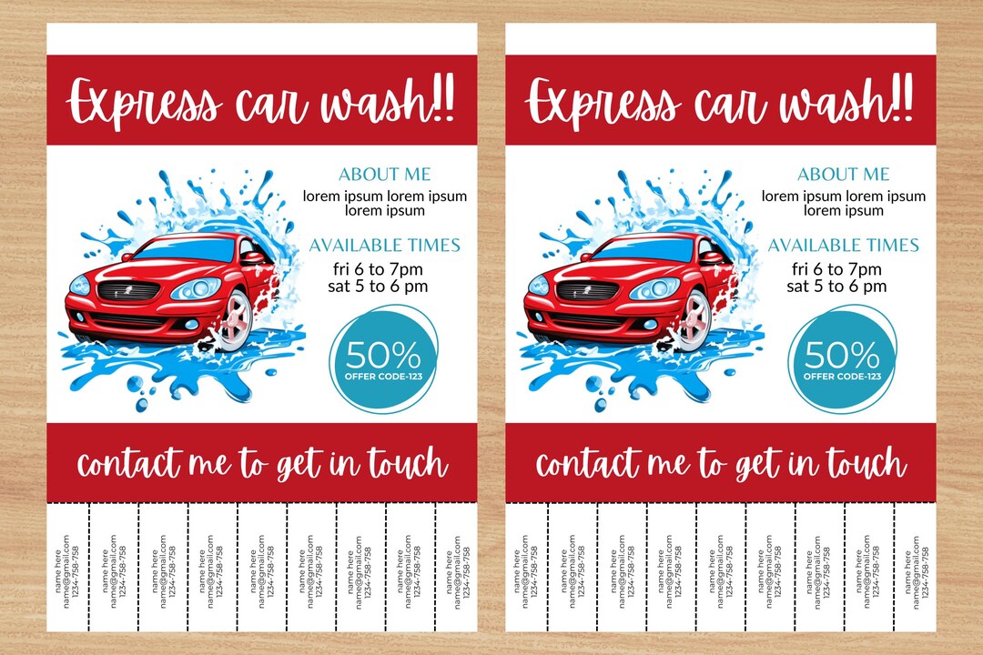 Editable Carwash Flyer| Tear off FLYER | A4 Coach Flyer Template |class ...