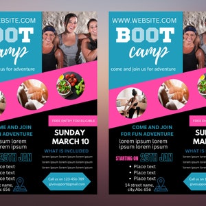 FITNESS FLYER CANVA| Bootcamp Flyer| A4 Gym Flyer Template |weight Loss ...