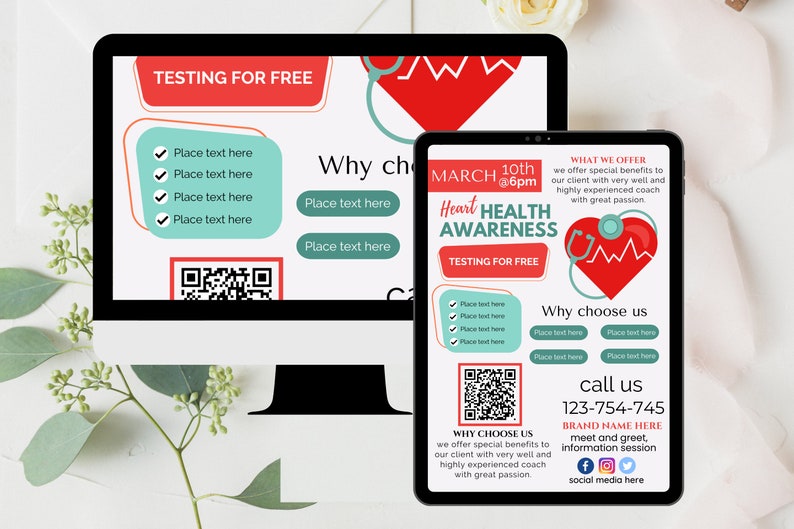 Heart Health FLYER CANVA| A4 Flyer|health Poster|editable|diy |heart ...