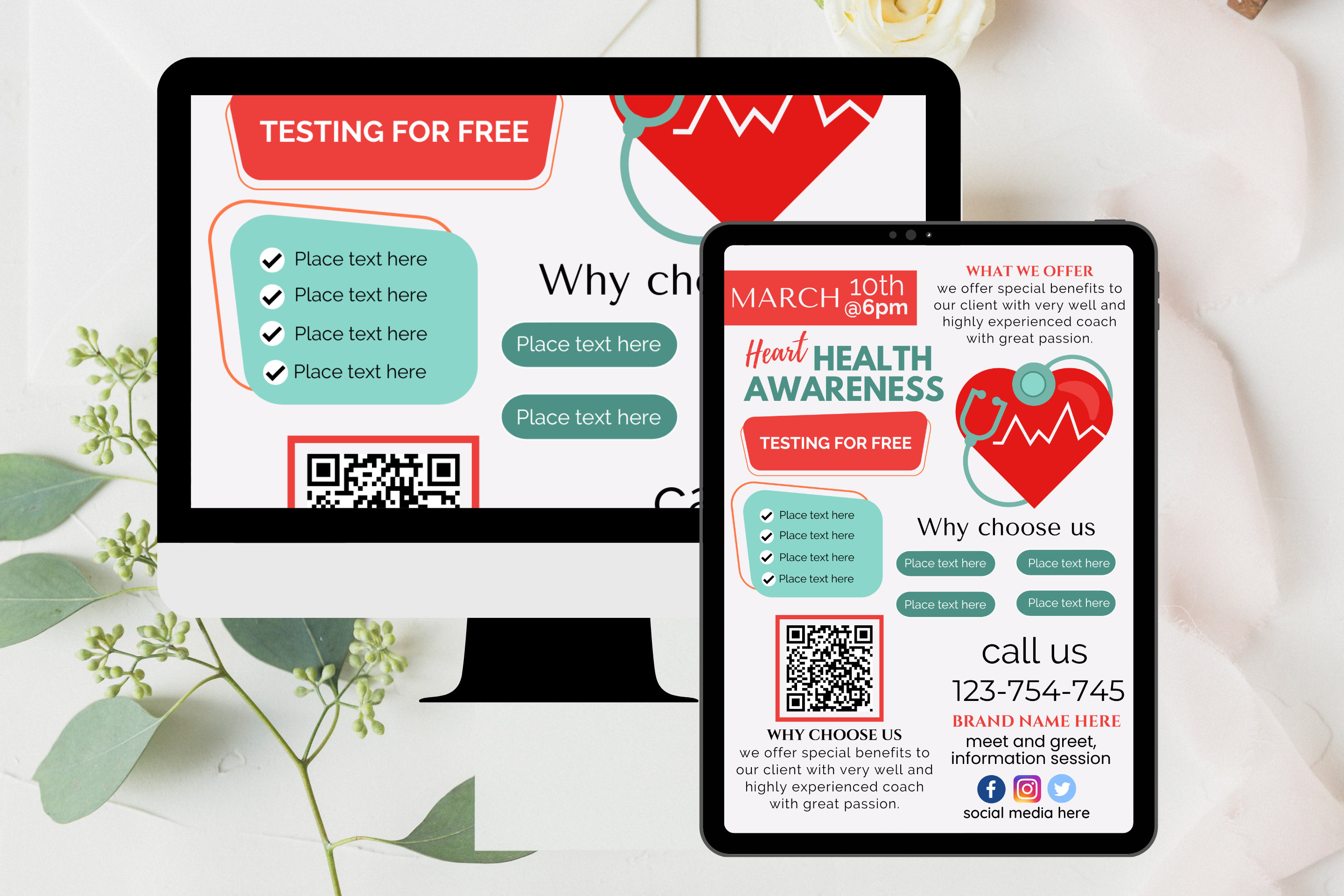 Heart Health FLYER CANVA| A4 Flyer|health Poster|editable|diy |heart ...
