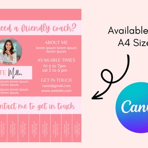Pink Health Flyer Tear off FLYER A4 Coach Flyer Template class Flyer ...