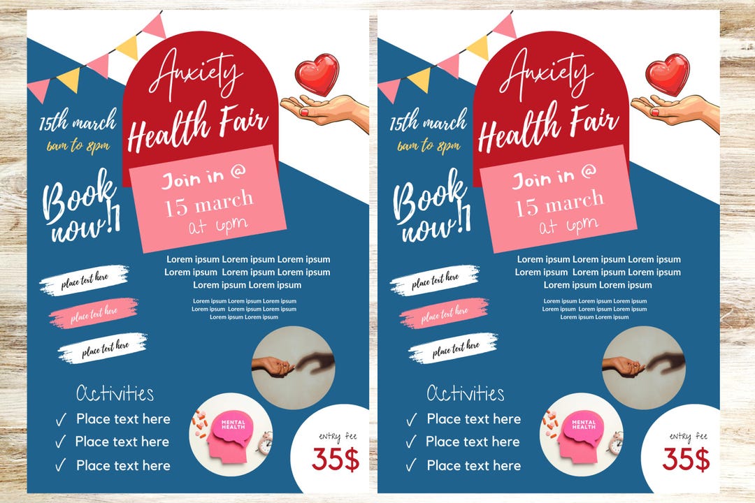 Anxiety Health FLYER CANVA| A4 Flyer Template |health Poster|editable ...