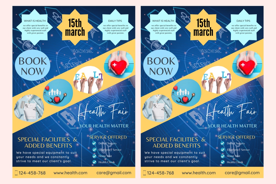 Health Event FLYER CANVA A4 Flyer Template health Poster Editable Flyer ...