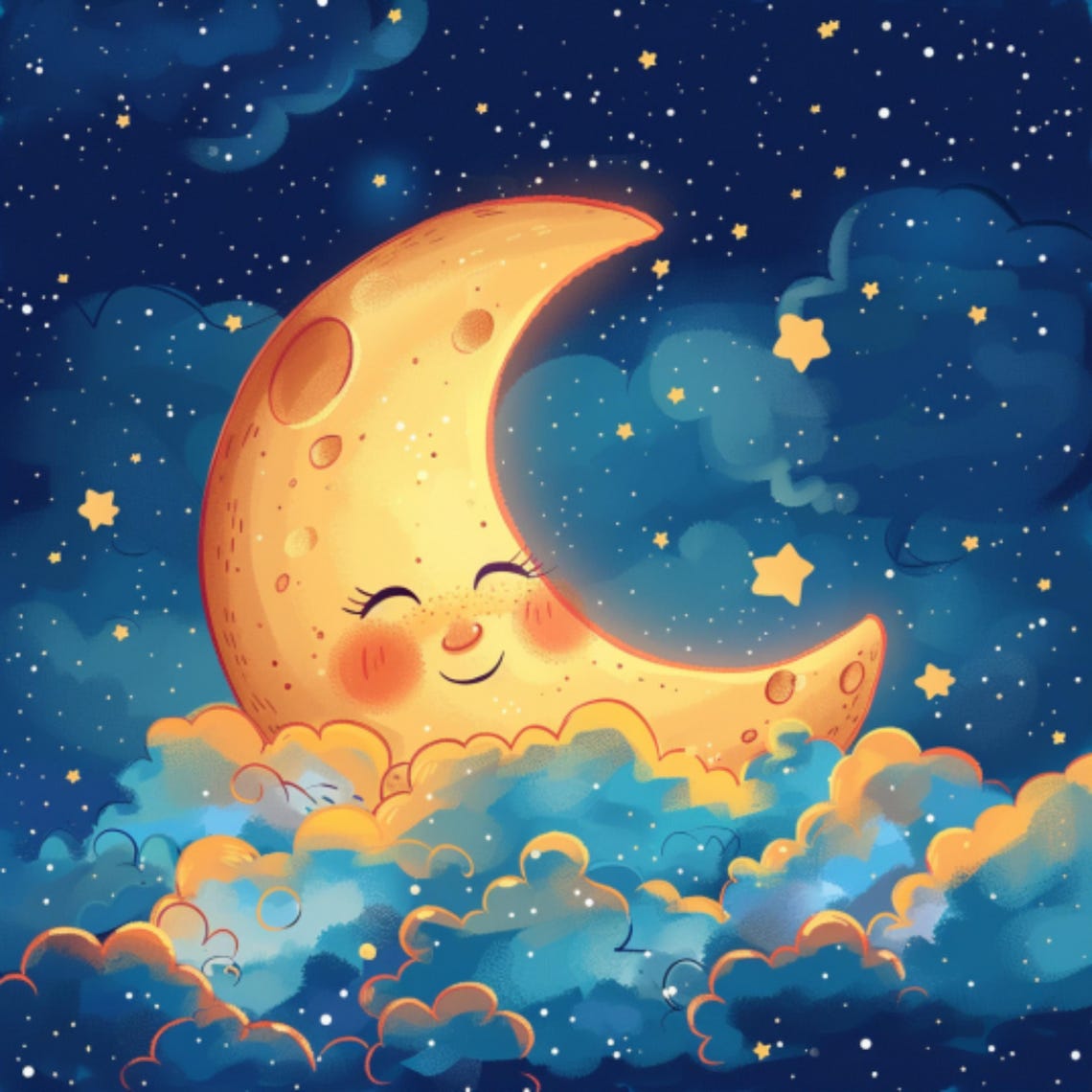 Night Background| Kids Moon Background| Dreamy Sky Sleep| Golden Stars ...