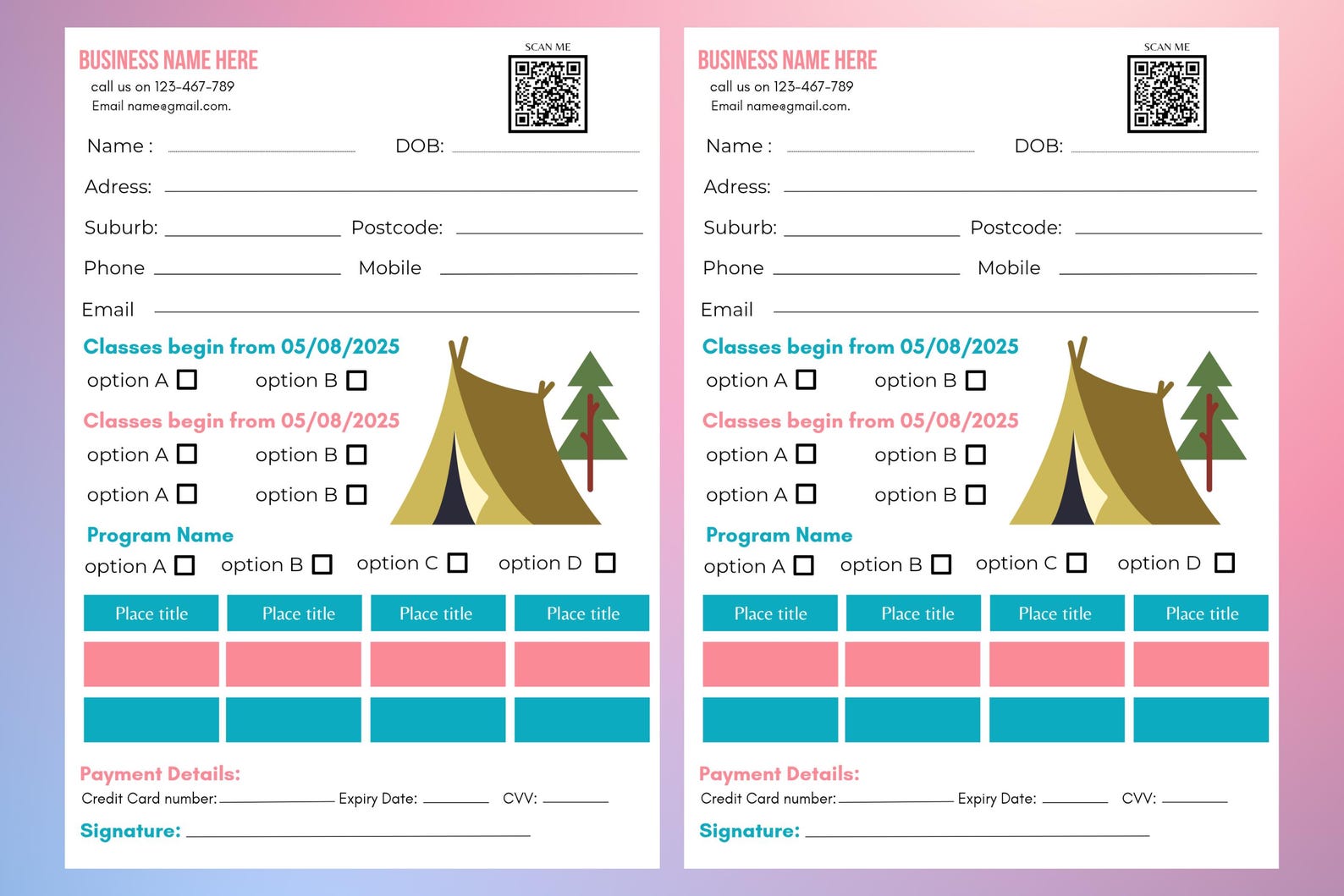 Camp Registration Form | CANVA| A4 Flyer Template |health Poster ...