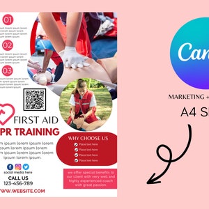 Cpr Health Flyer|canva| First Aid Flyer|health Poster| Editable Flyer ...