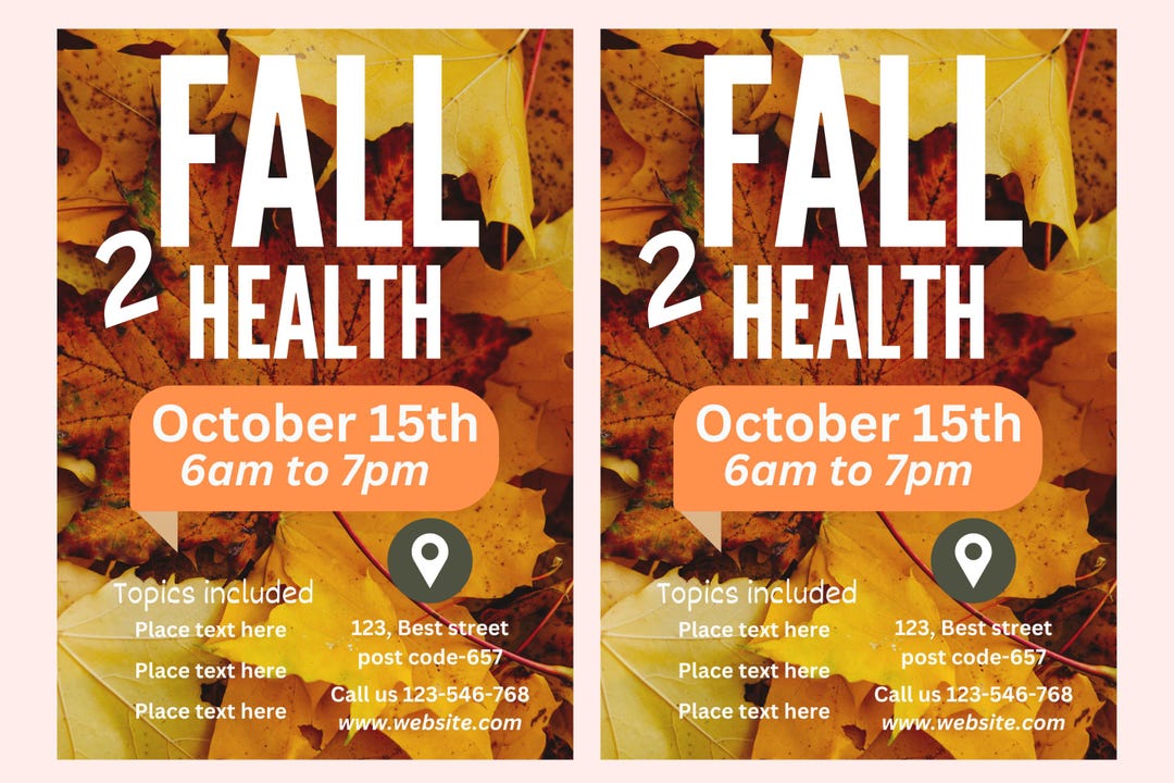 Fall Health Fair FLYER CANVA A4 Flyer Template health Poster Editable ...