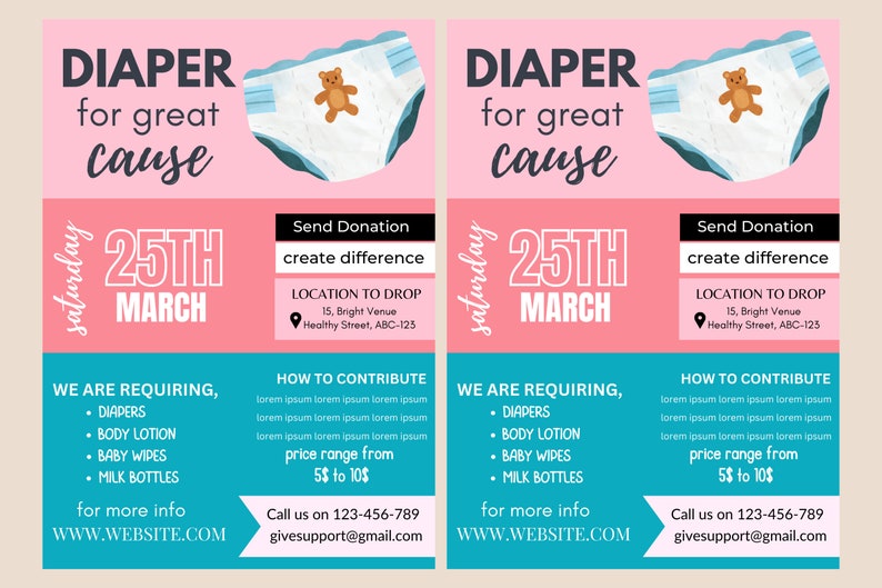 Diaper Fair FLYER CANVA| Diaper Donation |health Poster| Editable Flyer ...