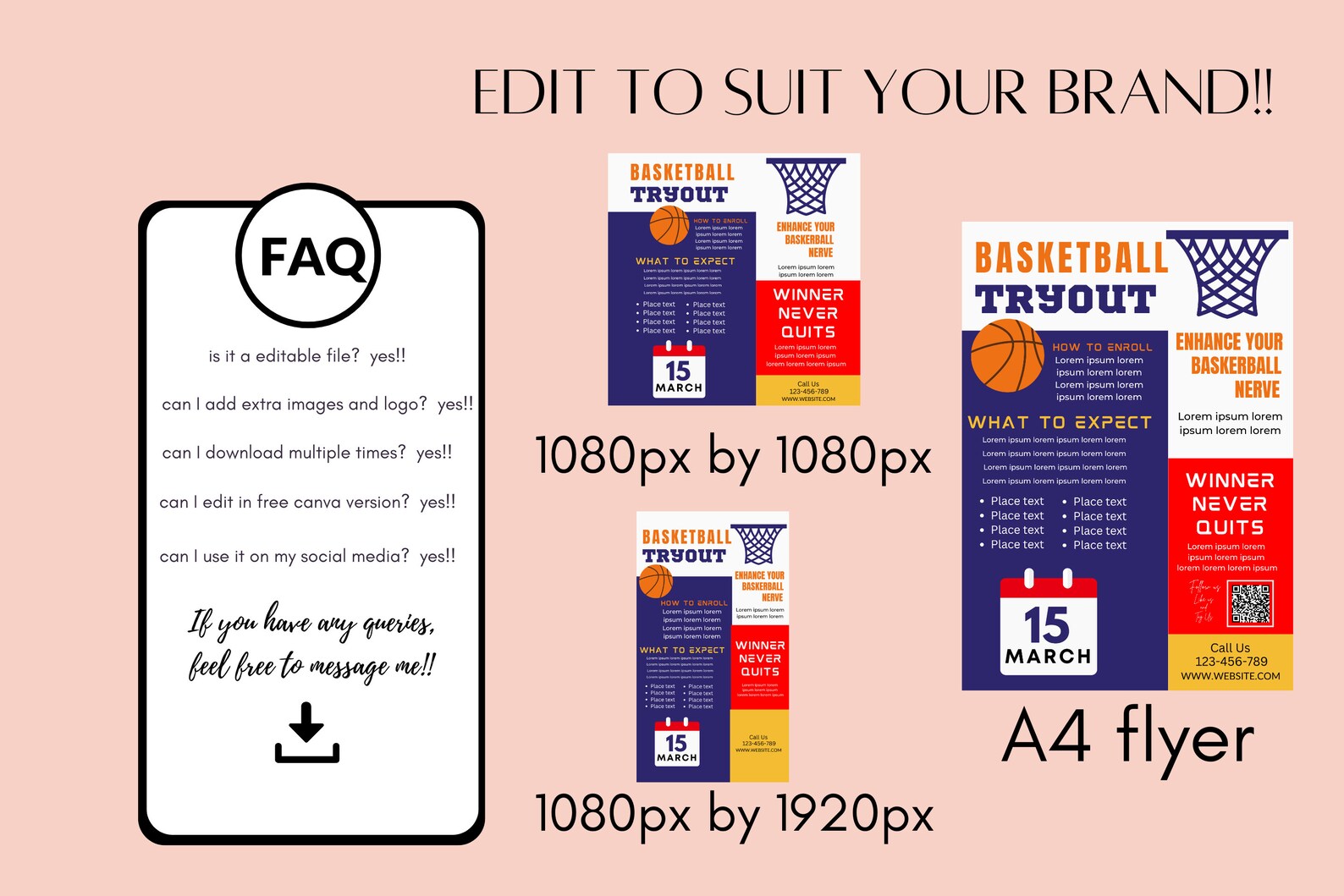 Basketball Tryout FLYER|A4 Flyer Template|social Media Post|sports ...