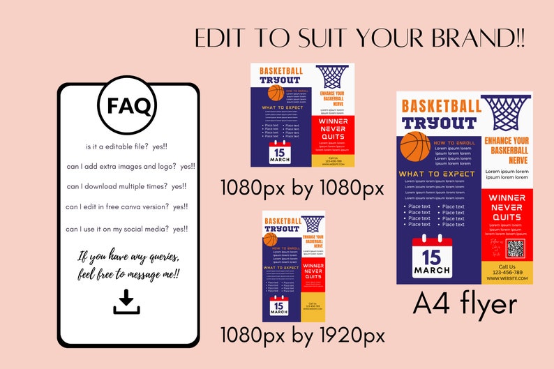 Basketball Tryout FLYER|A4 Flyer Template|social Media Post|sports ...