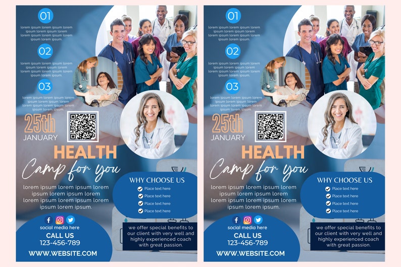 Health Camp FLYER CANVA A4 Flyer Template health Poster Editable Flyer ...