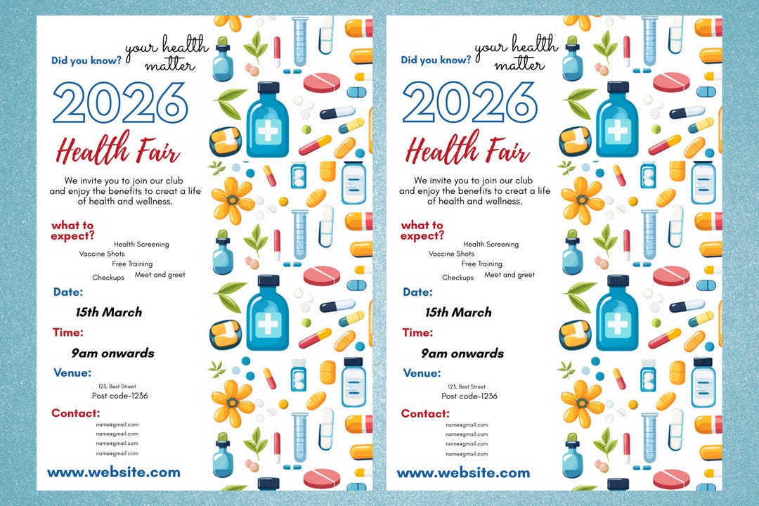 Health Fair FLYER CANVA| A4 Flyer Template |health Poster|editable|diy ...