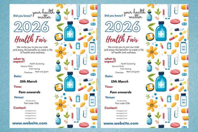 Health Fair FLYER CANVA| A4 Flyer Template |health Poster|editable|diy ...