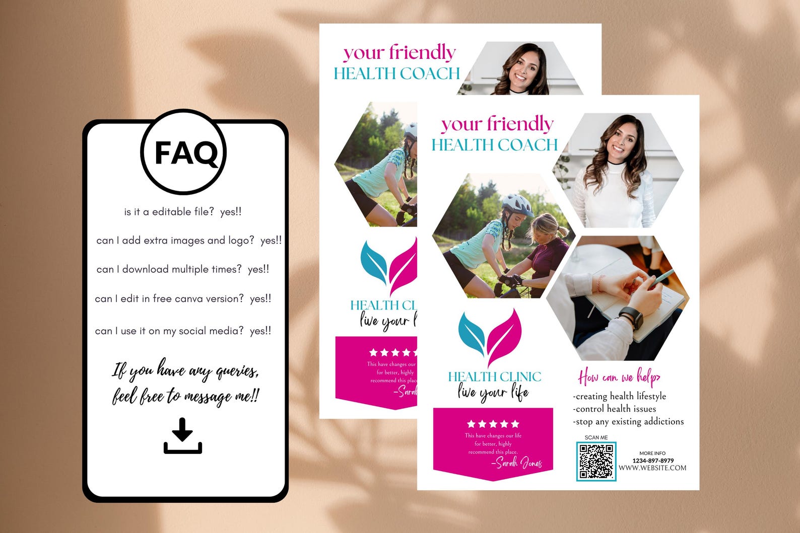 Health Coach FLYER CANVA| A4 Flyer Template |health Poster| Editable ...