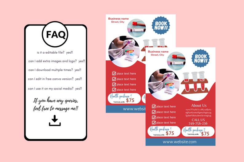 Health Testing FLYER CANVA A4 Flyer Template health Poster Blood Test ...