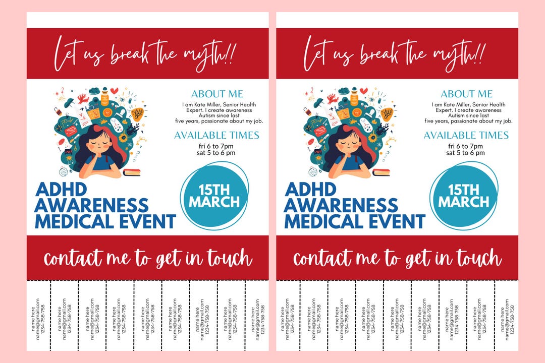 Adhd Health FLYER CANVA| A4 Flyer| Mental Health Flyer| Chronic Illness ...