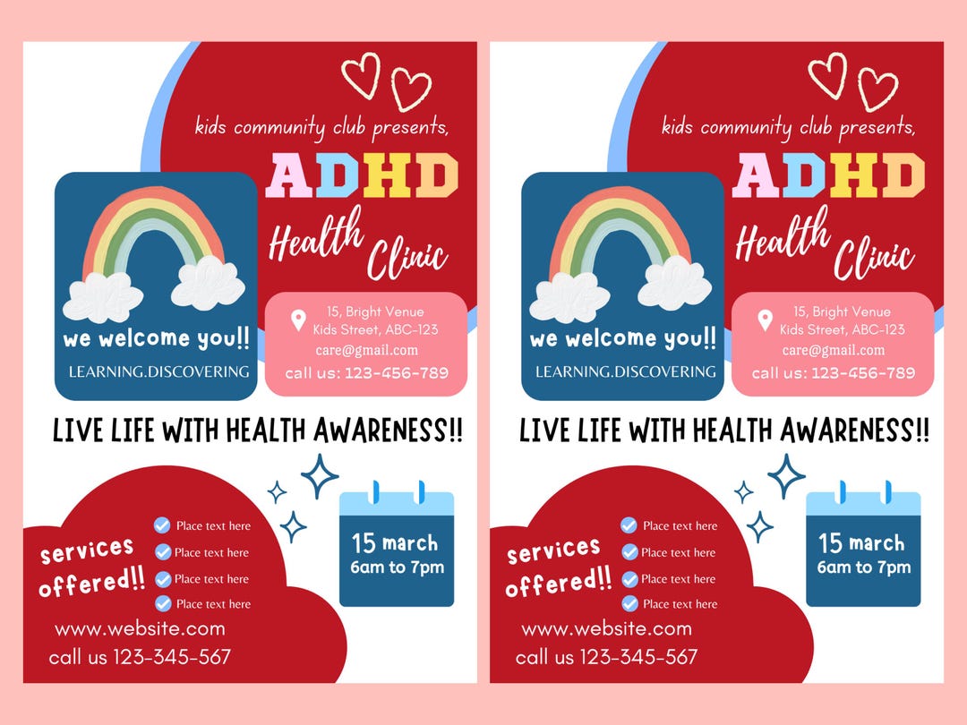 Adhd Health FLYER CANVA| A4 Flyer Template |health Poster|editable|diy ...