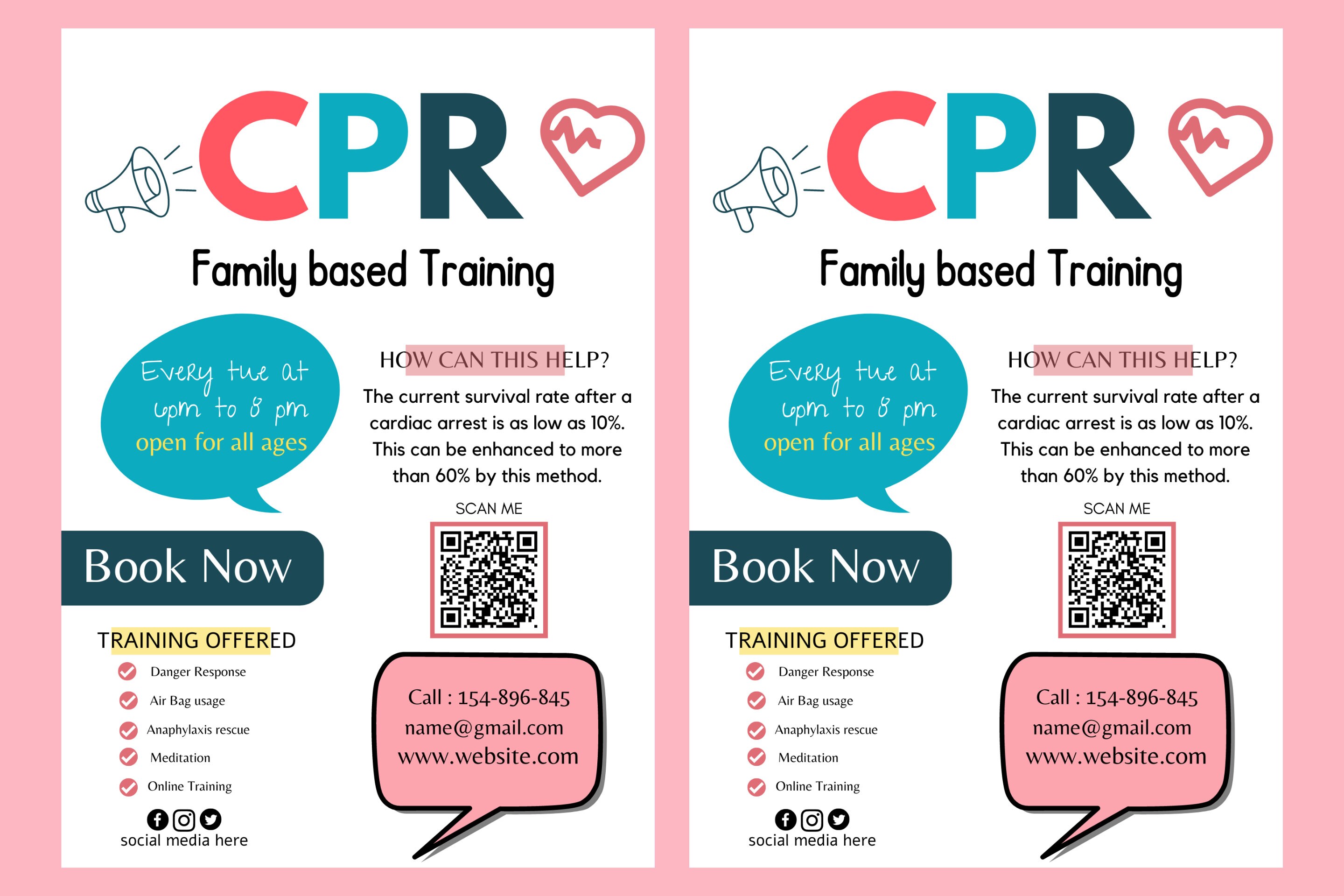 CPR Training FLYER CANVA A4 Flyer Template Editable Flyer - Etsy