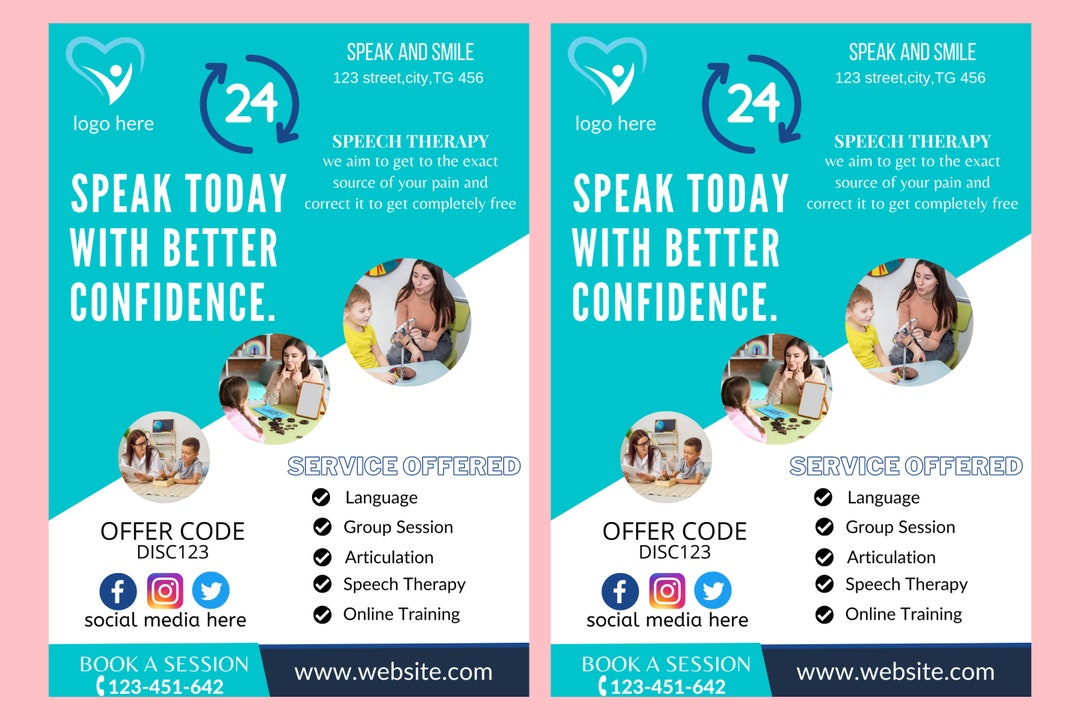 Speech Therapy Flyer Camp Flyer CANVA Donation A4 Flyer - Etsy