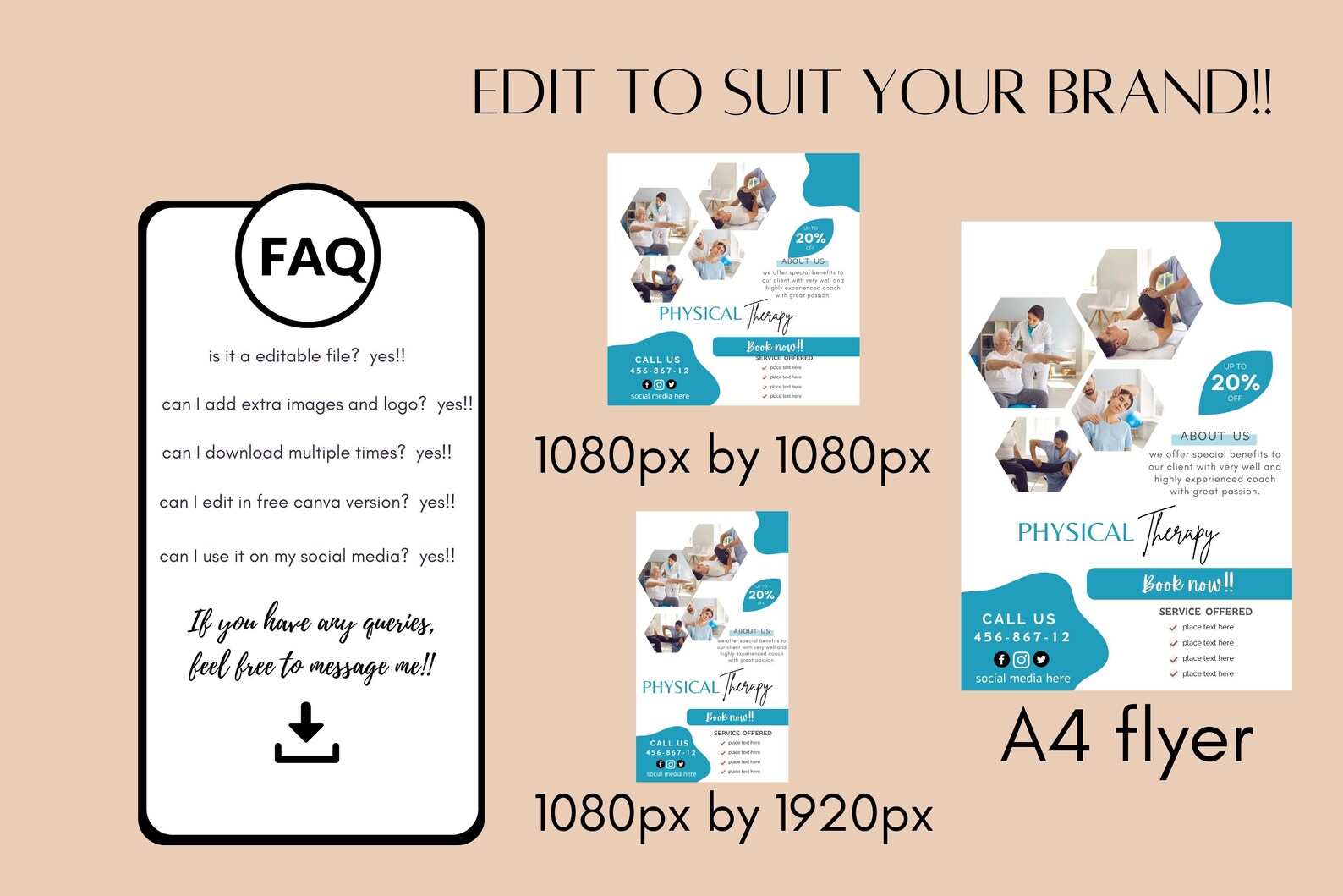 Physical Therapy FLYER A4 Flyer Templatesocial Media Posthealth Flyer ...