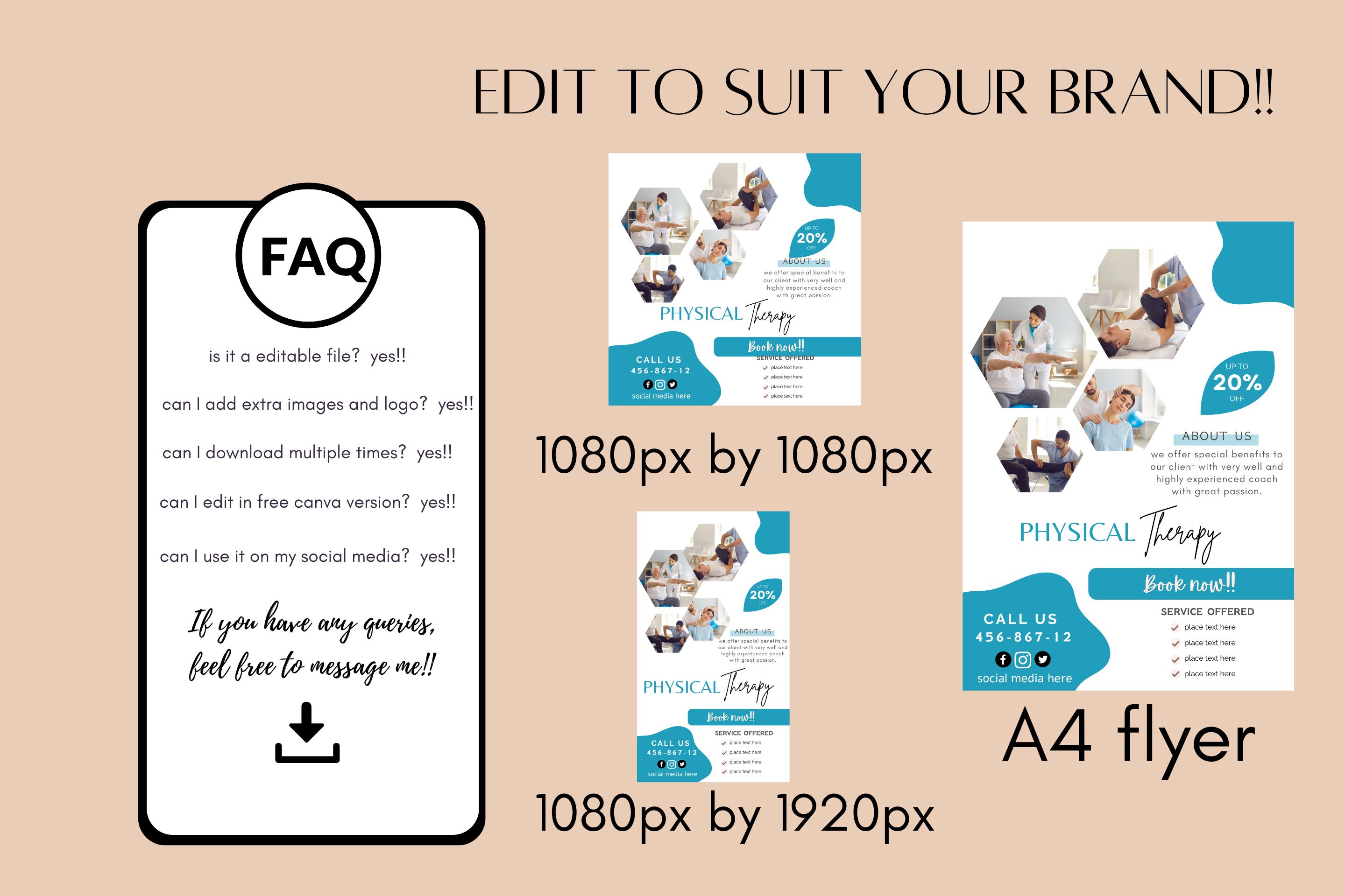 Physical Therapy FLYER A4 Flyer Templatesocial Media Posthealth Flyer ...