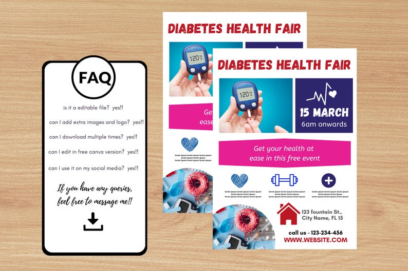 Diabetes Health FLYER CANVA|A4 Flyer Template |health Poster|editable ...