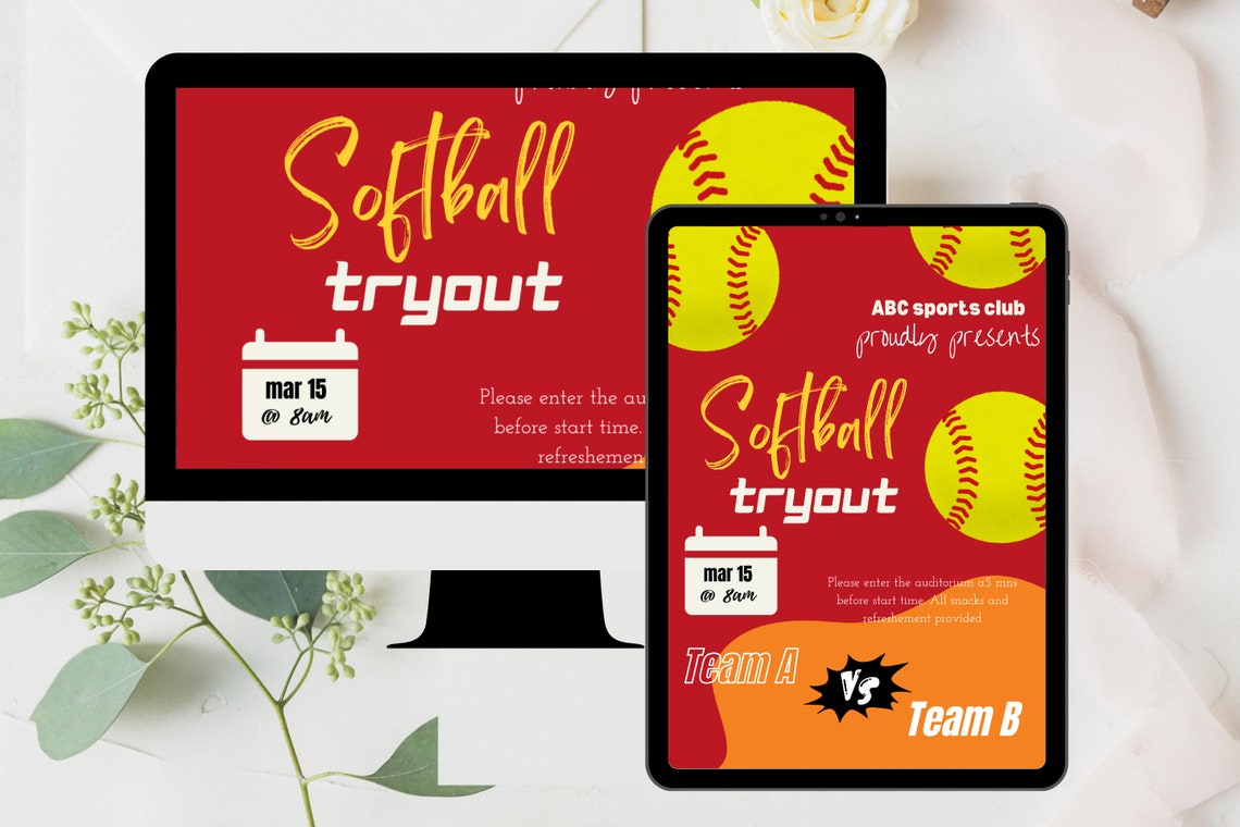 Softball Tryout FLYER A4 Flyer Templatesocial Media Postsports Flyer ...