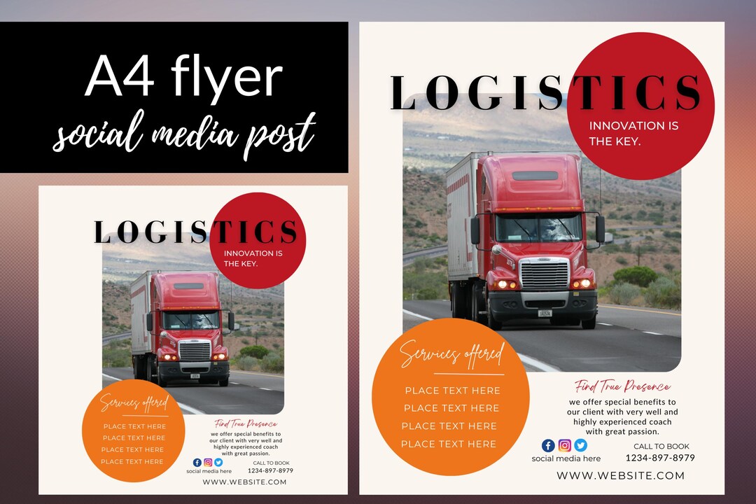 Editable Logistics FLYER Canva|a4 Flyer|instagram Post Template|social ...