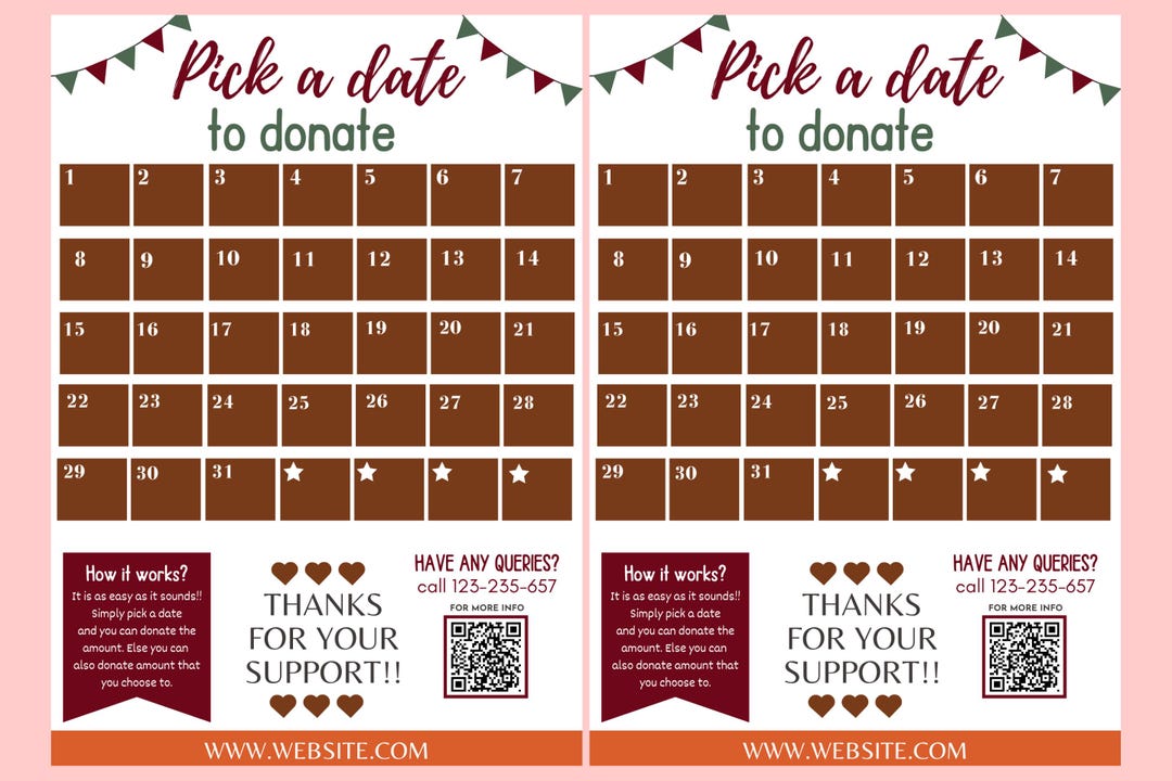 Pick a Date to Donate FLYER CANVA| Boho Fall Fundraiser Calendar Flyer ...