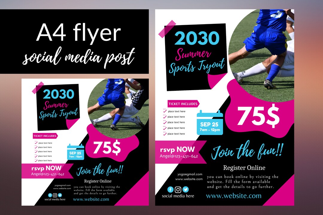 Editable Tryout FLYER| A4 Flyer Template|social Media Post|sports Flyer ...