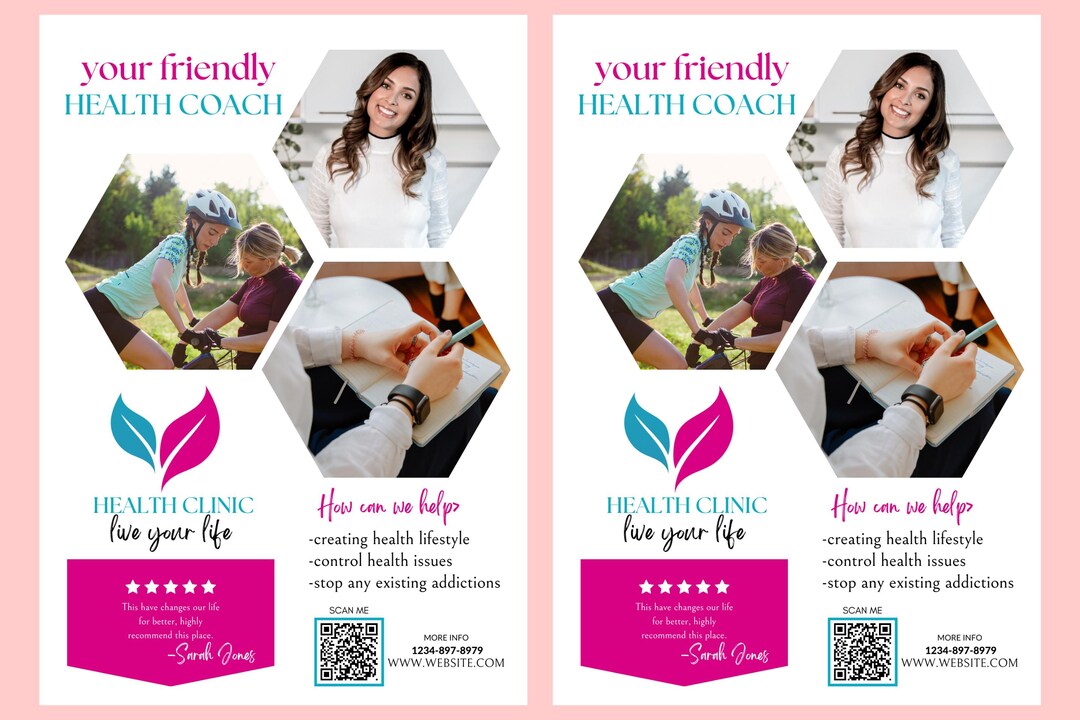 Health Coach FLYER CANVA A4 Flyer Template health Poster Editable Flyer ...