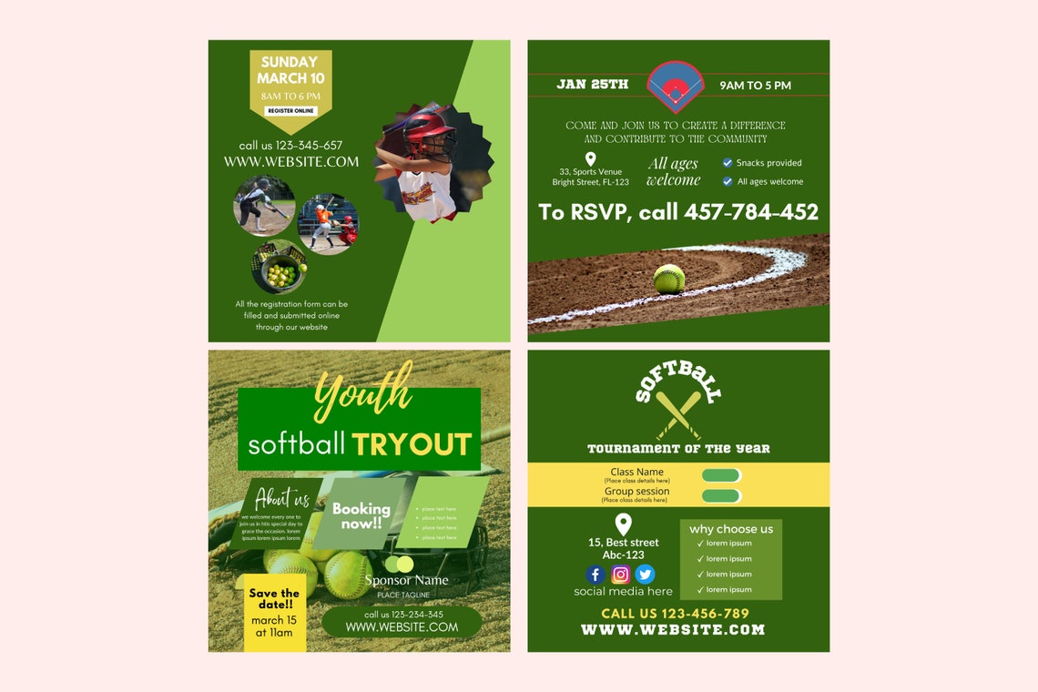 Editable Softball FLYER |canva| Social Media Flyer| Softball Instagram ...