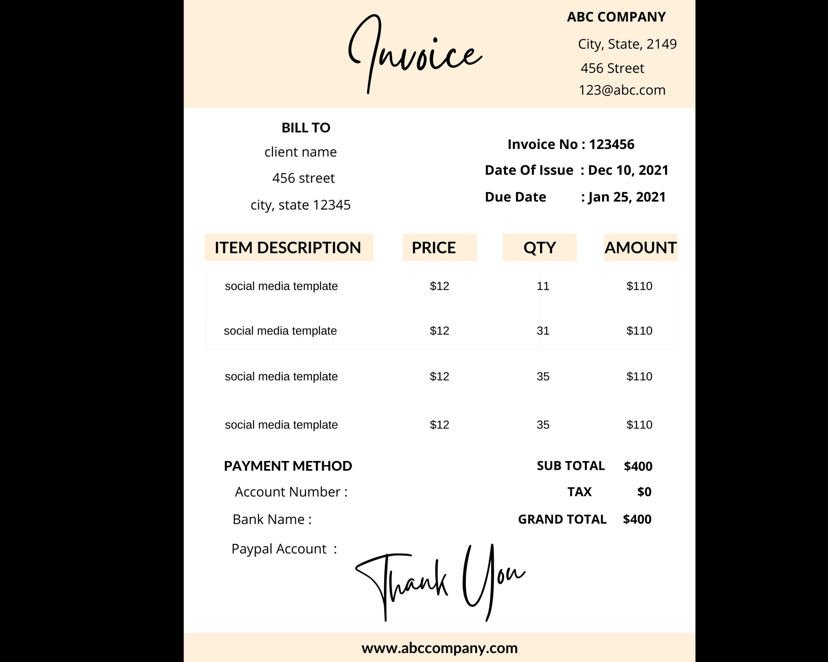 EDITABLE CANVA INVOICE template small business diy | Etsy