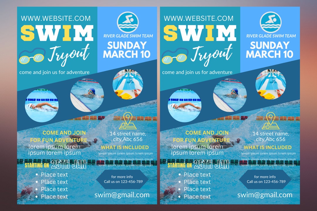 Swim Tryout FLYER CANVA| A4 Flyer Template |health Poster| Editable ...