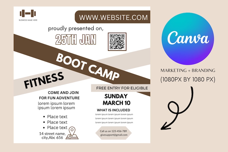 Fitness Flyer Canva| Boot Camp Flyer| Social Media Flyer Template ...