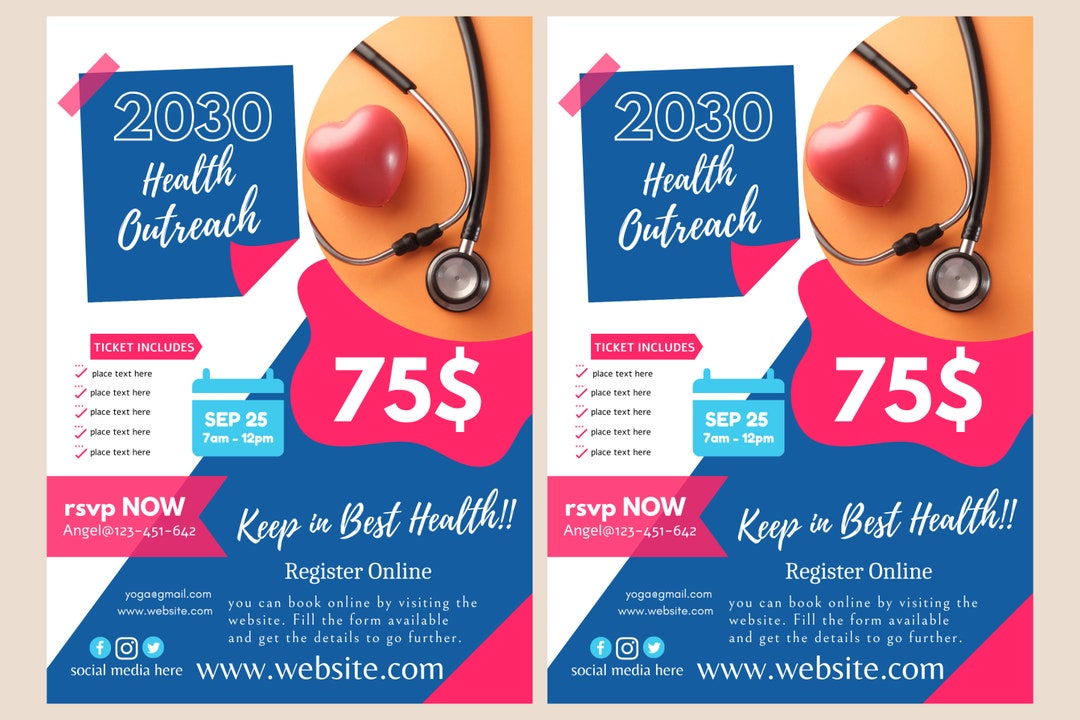 Health Outreach FLYER CANVA A4 Flyer Template health Poster Editable Flyer diy Flyer ...