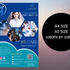 Lab Testing FLYER CANVA| A4 Flyer| Instagram Banner| Health| Coach ...