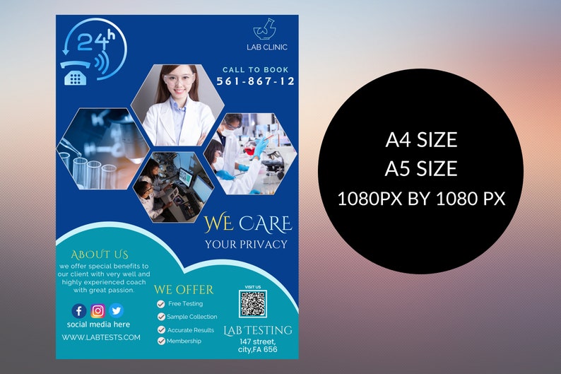 Lab Testing FLYER CANVA| A4 Flyer| Instagram Banner| Health| Coach ...