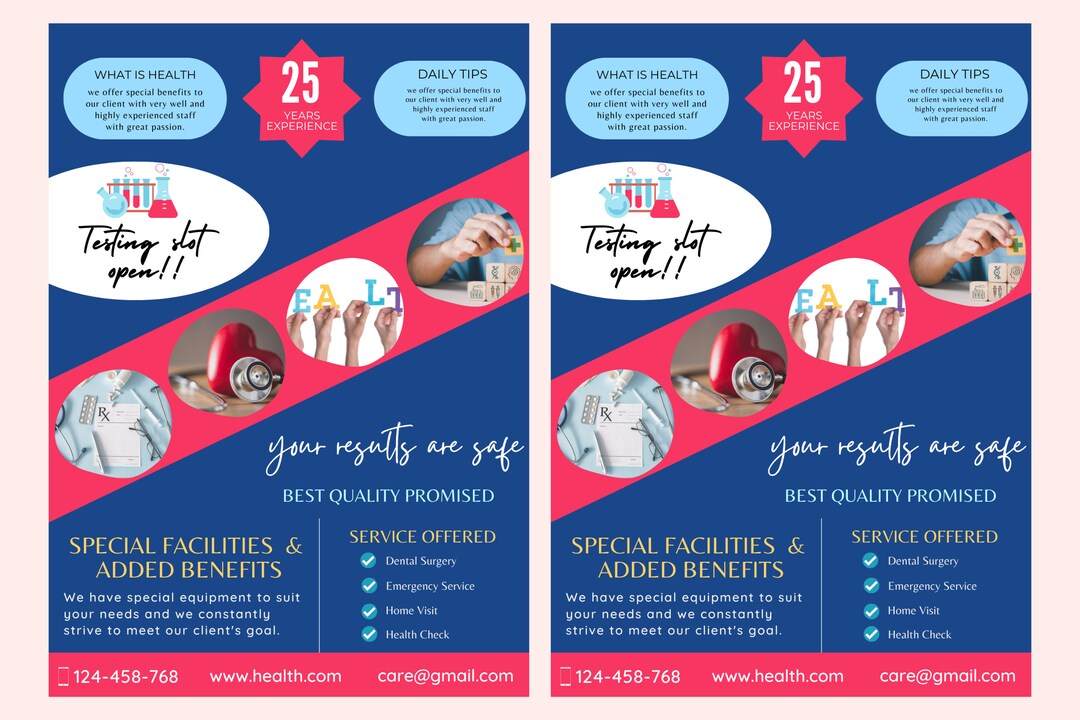 Health Lab FLYER CANVA A4 Flyer Template health Poster Editable Flyer ...