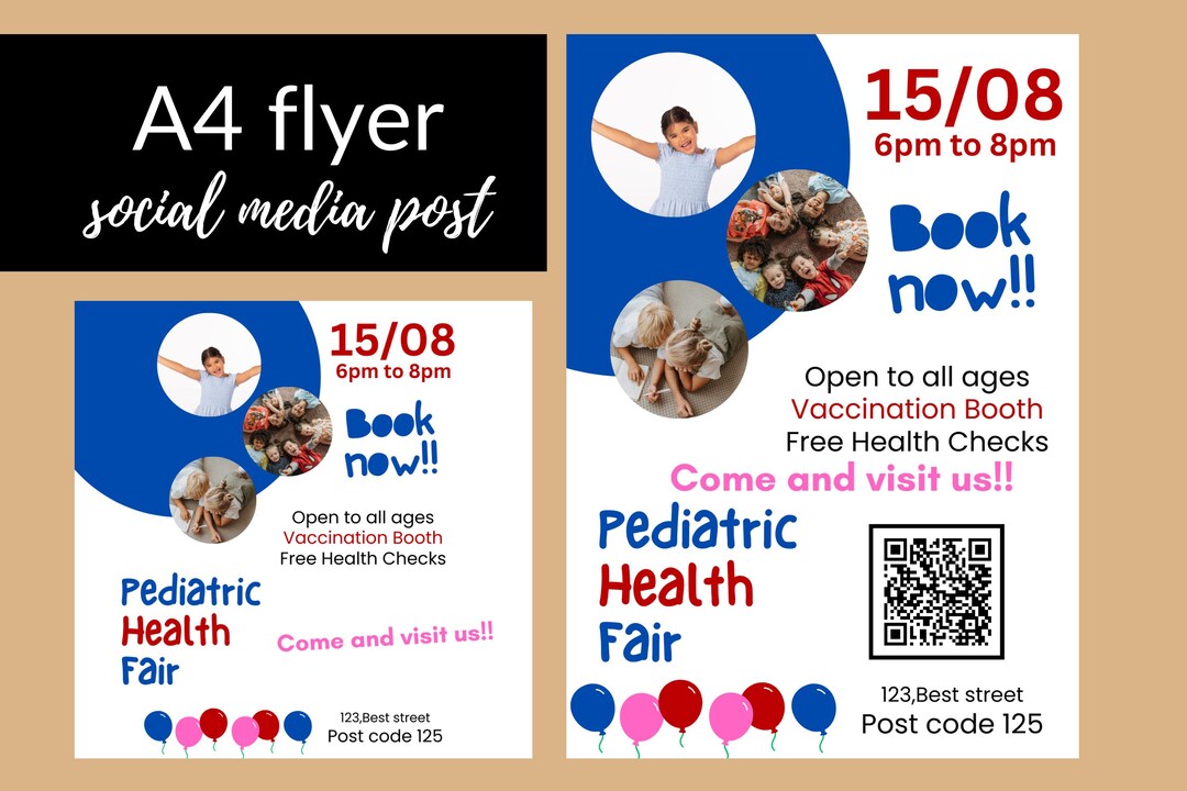 Editable Health Flyer CANVA|A4 Flyer| Pediatric Instagram Post| Health ...