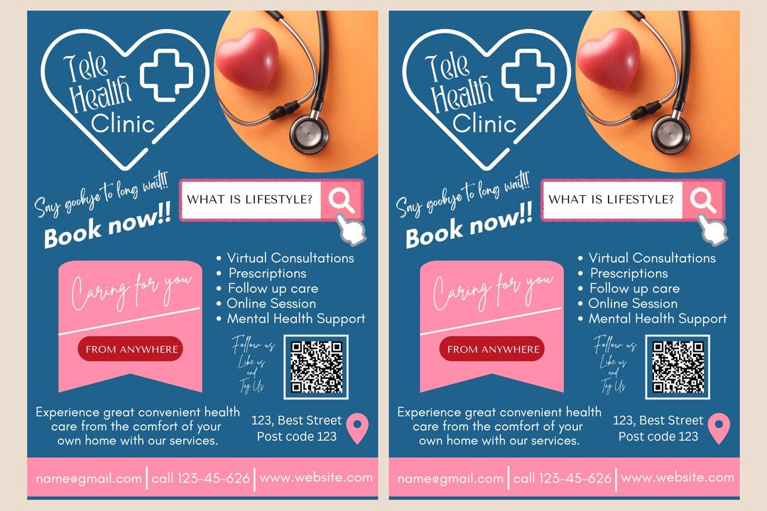 Tele Health FLYER CANVA| A4 Flyer Template |health Poster|editable|diy ...
