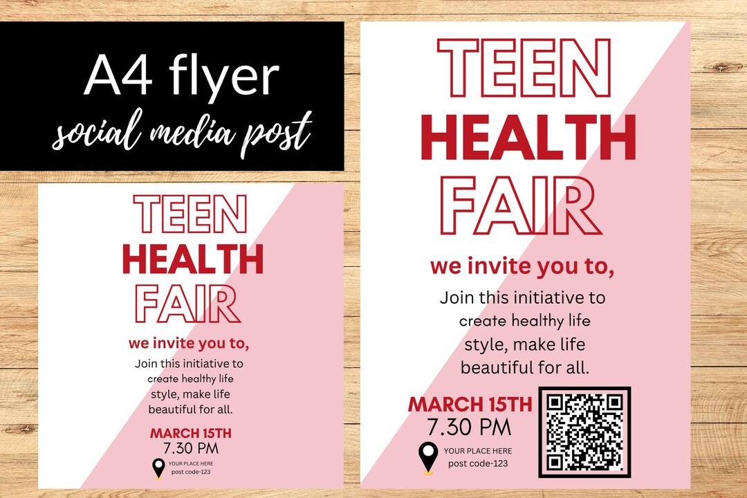 Teen Health Fair Flyer CANVAA4 Flyer Templatehealth ...